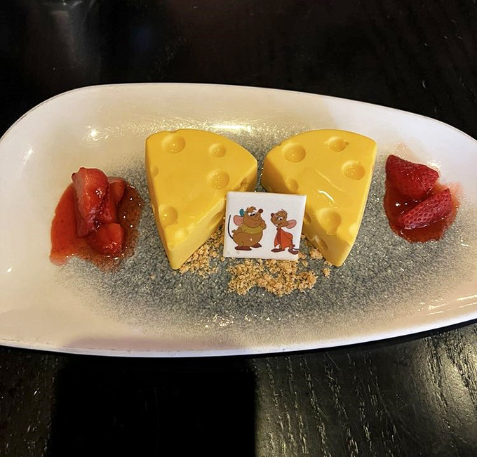 This whimsical Jaq and Gus cheesecake proves Disney magic extends all the way to the dessert menu.
