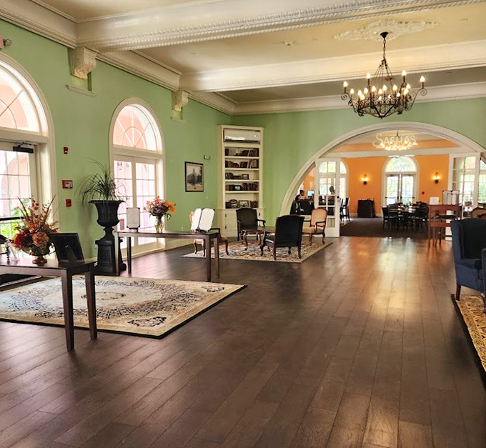 Lobby Seating Area: The lobby unfolds in shades of mint and mahogany, where vintage rugs have cushioned the footsteps of both celebrities and those simply seeking sanctuary.