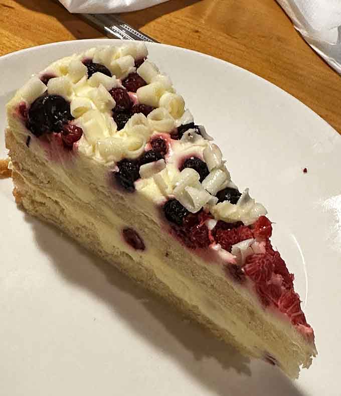 Layers of lemon mousse and fresh berries create a dessert that's almost too pretty to eat, almost.