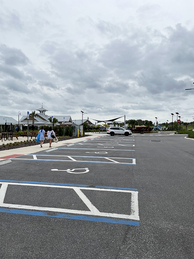 Even the parking area is thoughtfully designed, welcoming visitors with palm-lined pathways that build anticipation for the aquatic wonders ahead.