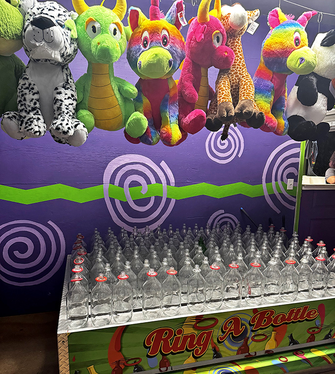 Classic carnival games like Ring-A-Bottle offer the timeless challenge of looking deceptively easy while secretly testing your skill and patience.