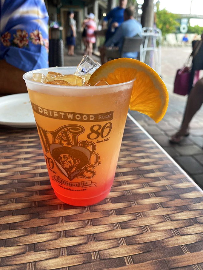 The Rum Runner at Waldo's doesn't just look pretty &ndash; it delivers a sunset-colored punch that whispers "vacation" with every sip.