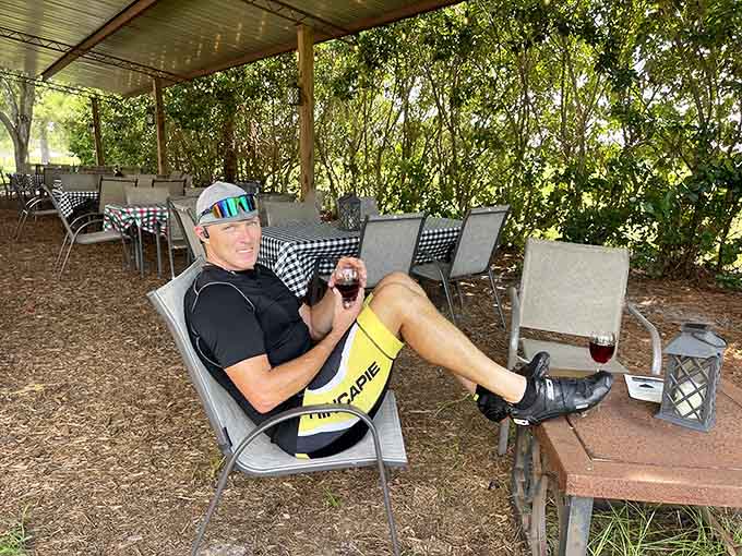 Relaxing with wine at Strong Tower means embracing the slow life, even if just for an afternoon.