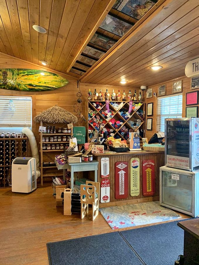 The retail counter tempts visitors with bottles, gifts, and the kind of impulse purchases that seem perfectly reasonable after a tasting.