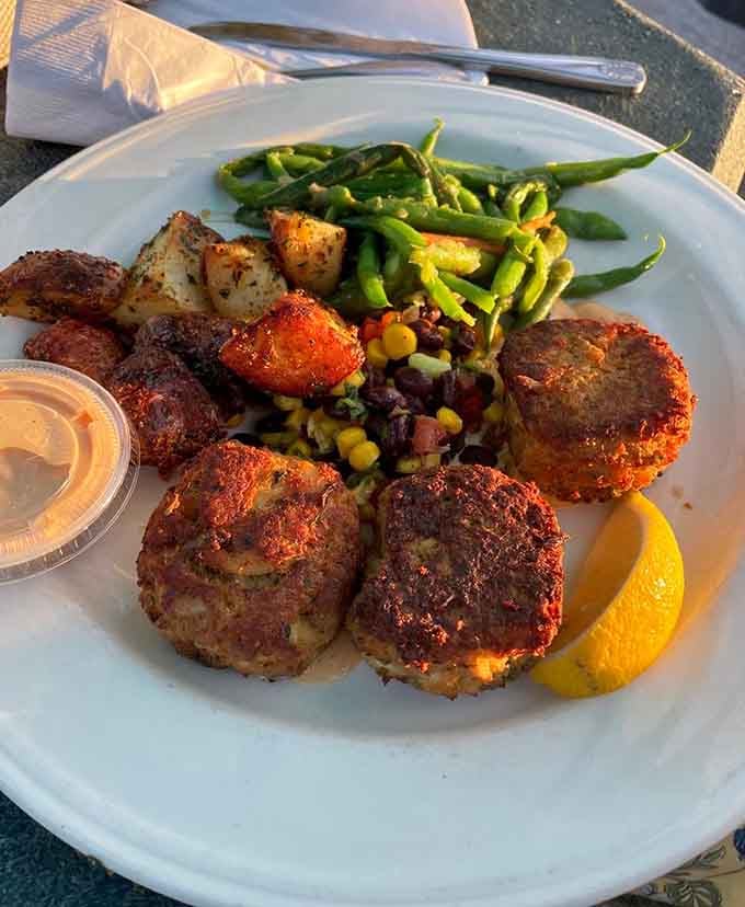Crab cakes packed with actual crab (imagine that!) prove some restaurants still believe in doing things the right way, filler be darned.