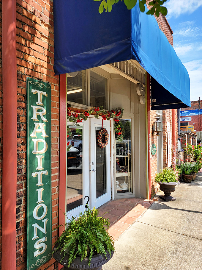 Traditions isn't just a sign &ndash; it's a promise this brick-fronted shop keeps with every carefully curated treasure inside.