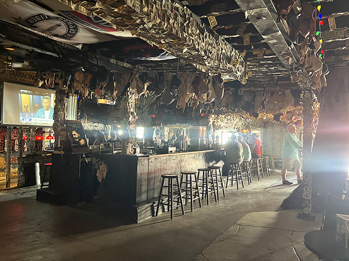 The bar area showcases decades of memorabilia &ndash; each dollar bill and license plate representing someone who thought, "I was here, and it mattered."
