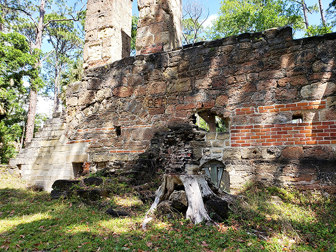 Weathered stone and brick tell stories of fire, sugar, and rum &ndash; the elements that once brought this place to life.