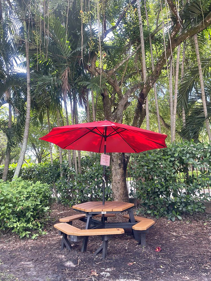 This isn't just a picnic table &ndash; it's command central for family operations, where sunscreen is applied and snacks are strategically distributed.