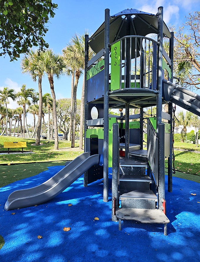 Laughter echoes from this modern playground where kids build memories while parents enjoy the luxury of nearby ocean views.