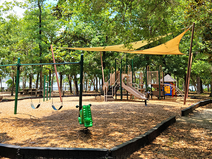 Childhood memories in the making &ndash; this playground offers fun with a side of spectacular bayou views.