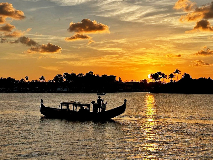As sunset approaches, the gondola transforms into a floating sanctuary of golden light and lengthening shadows.