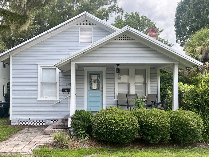 The white clapboard exterior with its inviting porch embodies the modest circumstances of Kerouac's life during his Orlando chapter.