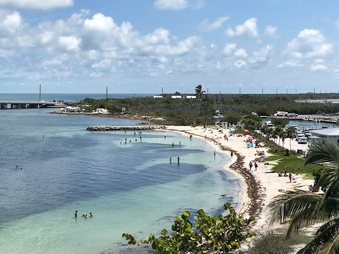 Now, this is a welcoming cove. The calm, shallow water is sparkling, making it the perfect, blissful spot for a long, lovely afternoon dip.