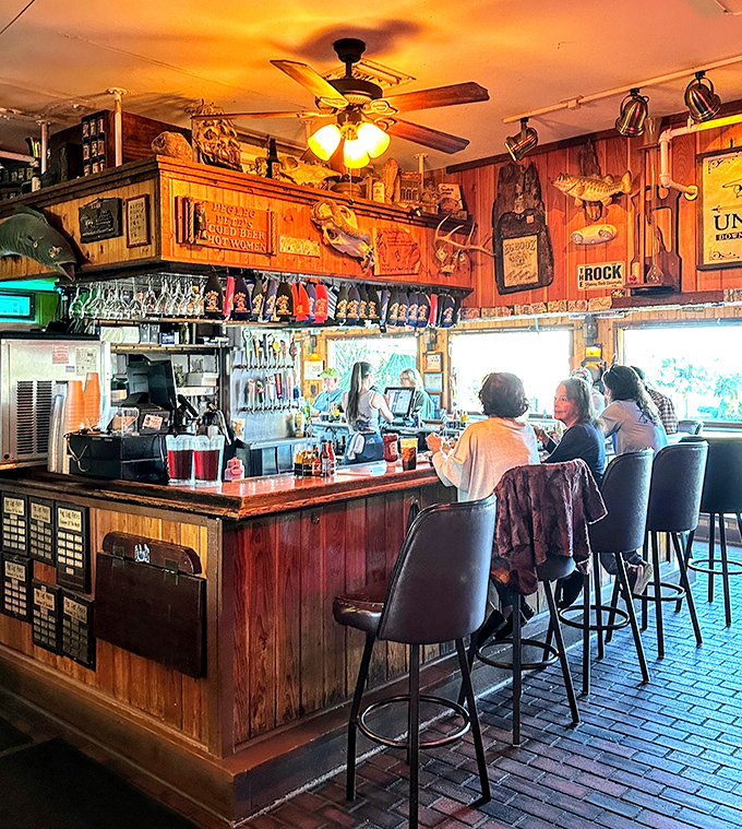 Where license plates and memorabilia create a backdrop for bartenders who pour drinks with the confidence of people who know they're making memories.