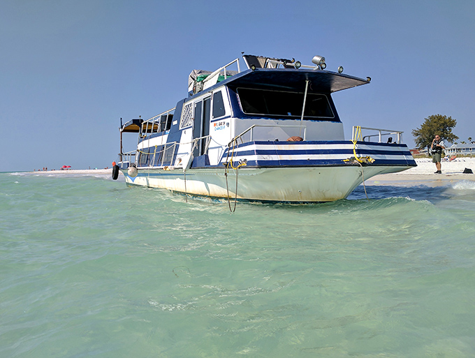 Beached Tour Boat Even the boats at Bean Point seem to be saying, "Let's just stay here awhile and soak it all in."