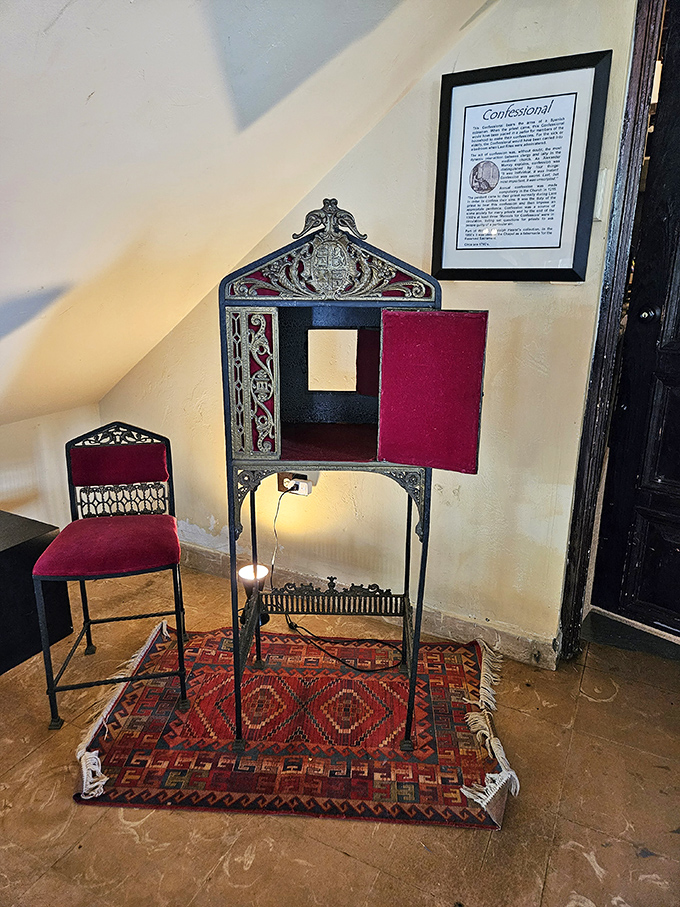 This ornate confessional reminds us that even medieval folks had some explaining to do &ndash; spiritual accountability, vintage style.