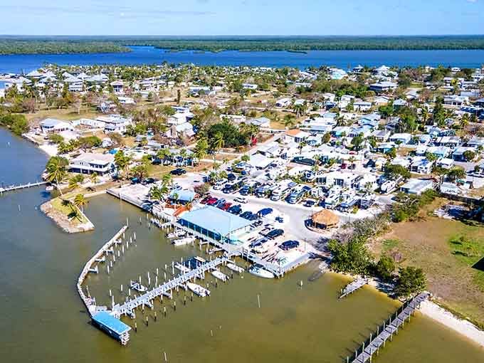 From above, Chokoloskee reveals itself as a small community surrounded by endless water, living on the edge of wilderness by choice.