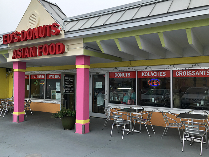 Ed's Donuts defies culinary logic by brilliantly combining Thai cuisine and fresh pastries under one colorful, aromatic roof.