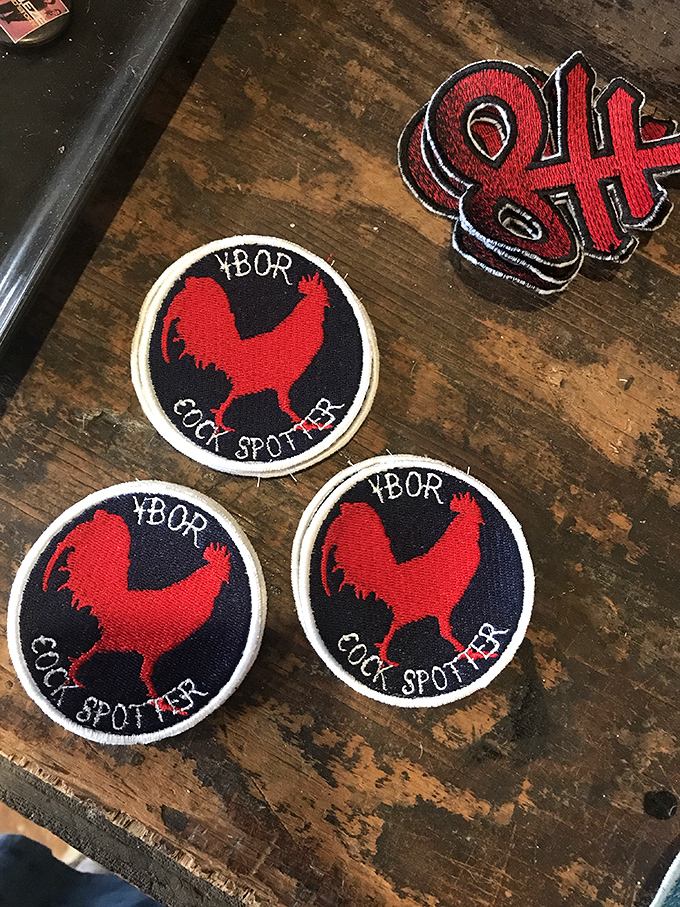 These cheeky "Ybor Cock Spotter" patches celebrate the neighborhood's famous free-roaming chickens with a wink and a nudge.