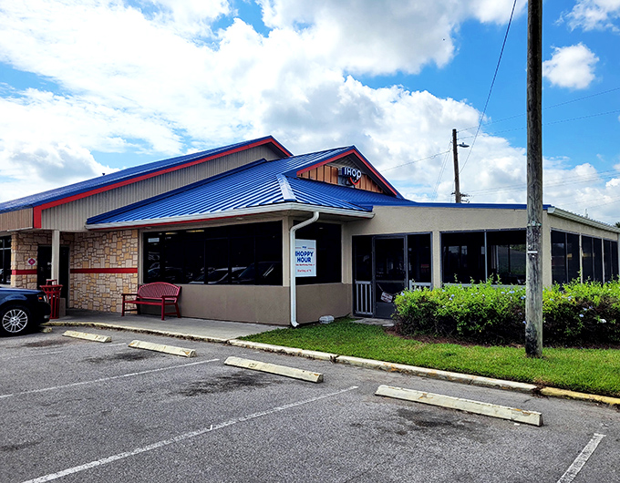 The familiar blue roof of IHOP offers pancake comfort to travelers and locals alike, a modern touch in this history-rich town.