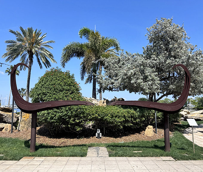 Dal&iacute;'s iconic mustache gets supersized in this playful outdoor sculpture that perfectly captures the artist's larger-than-life personality.