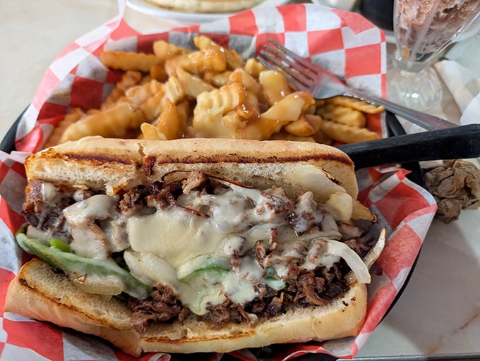 The Philly sandwich arrives looking like it just won a beauty contest &ndash; tender meat and melted cheese nestled in a roll that's both sturdy and yielding.