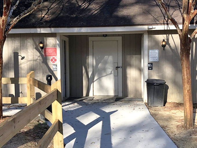 Restroom: Even the facilities at Madison Blue Spring maintain that rustic charm &ndash; practical, clean, and blending seamlessly with the natural surroundings.