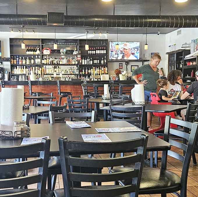 The dining room balances nautical charm with comfortable simplicity, letting the food be the real star here.