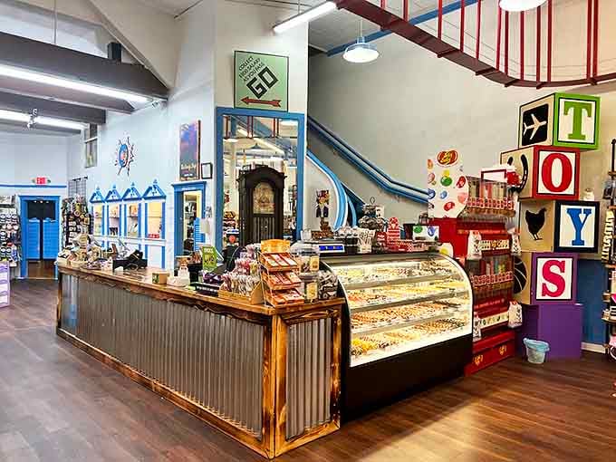 The counter area &ndash; the final checkpoint between fiscal responsibility and "but I need artisanal fudge to survive."