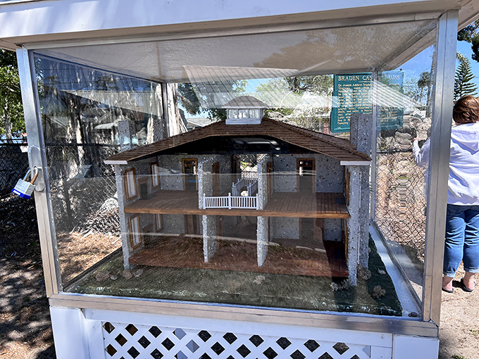 Miniature magic! This detailed scale model reveals what the original structure looked like before time and elements reduced it to romantic ruins.