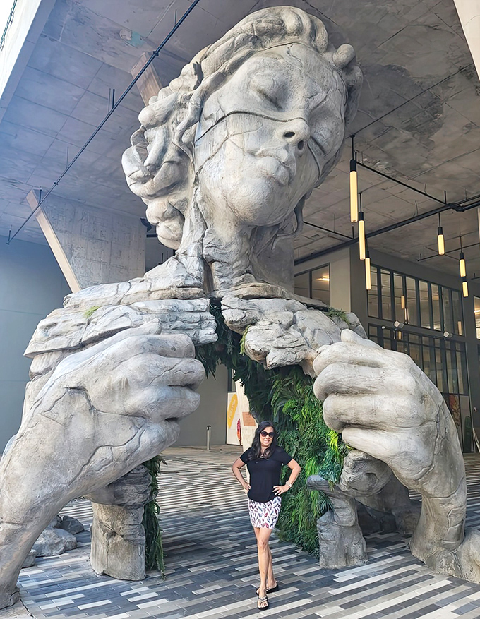 The scale becomes apparent when visitors stand beside the massive sculpture &ndash; suddenly we're all children again, looking up in wide-eyed wonder.