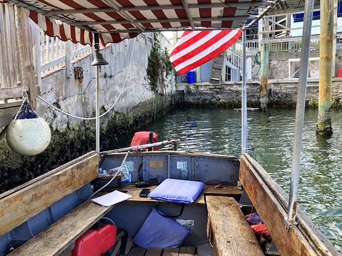 No luxury seating here &ndash; just honest wooden benches where passengers sit exactly where Bogie and Hepburn once traded barbs.