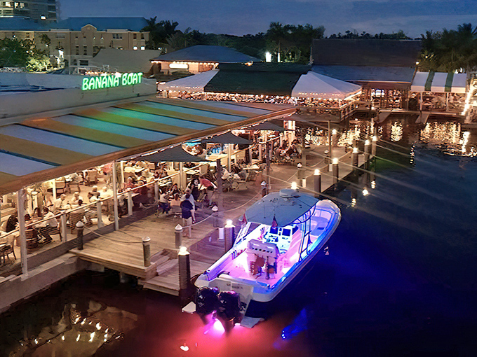 Banana Boat Restaurant lights up the waterway after dark, proving that Boynton Beach knows how to transition from lazy days to lively nights.