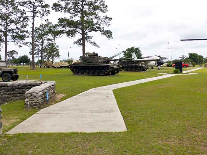 Outdoor military vehicles dot the landscape like history lessons you can actually touch, climb on, and photograph extensively.