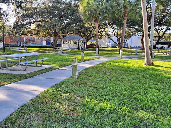 Well-maintained grounds and thoughtful landscaping show the care this community invests in preserving their beloved waterfront gathering spot.