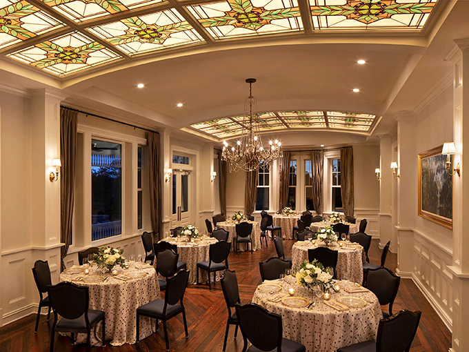 Dining beneath stained glass ceilings elevates every meal from simple sustenance to a multi-sensory experience worthy of the setting.
