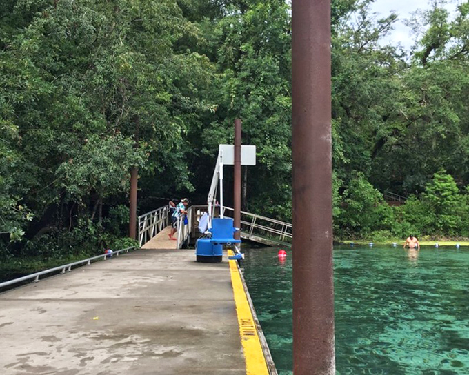 Dock: This floating platform serves as both diving board and contemplation station &ndash; perfect for cannonballs or quiet reflection.
