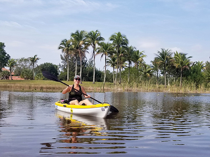 Gliding across glass-like waters, kayakers at Markham Park discover Florida from a duck's-eye view, immersed in tranquil wilderness.