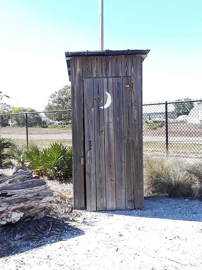 This classic outhouse stands as a humbling reminder that our ancestors were made of sterner stuff than we are, especially in summer.