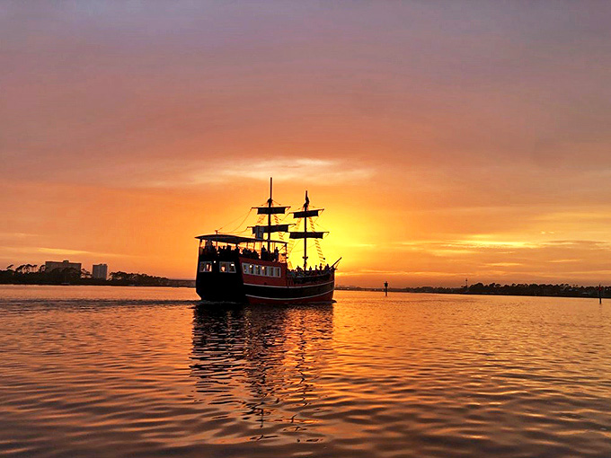 Silhouetted against a golden sunset, the Sea Dragon transforms from tourist attraction to magical vessel, creating postcard-perfect moments.
