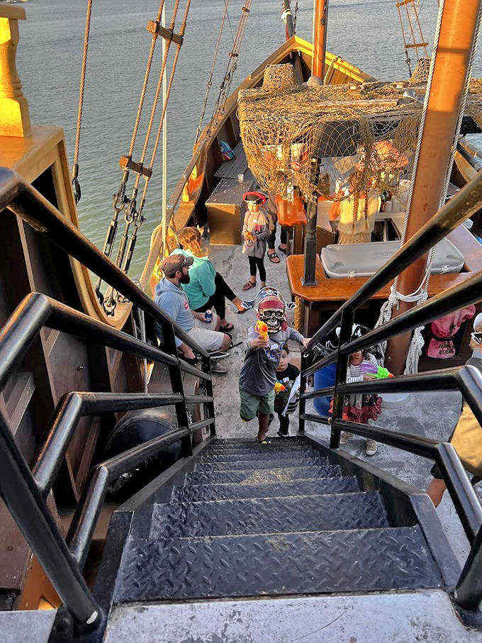 These stairs lead to upper deck views and the realization that you're living in someone's wildly successful design experiment.