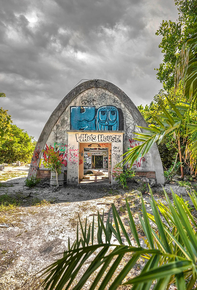 "Who's House" stands as perhaps the most photographed ruin in the park, its graffiti-adorned arch creating a hauntingly beautiful frame for social media moments.
