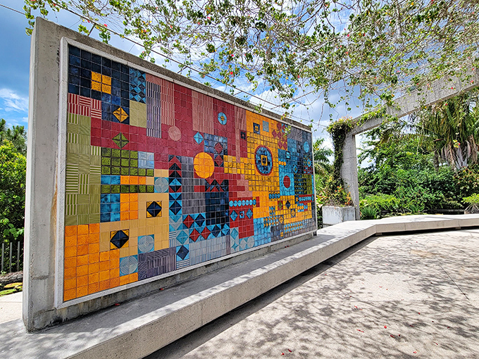 Geometric patterns and vibrant colors create a mosaic that changes with the light, nature's own kaleidoscope.