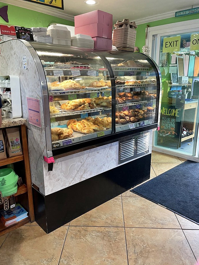 Pastry temptation central &ndash; a glass case of baked treasures that makes willpower crumble faster than their perfect croissants.