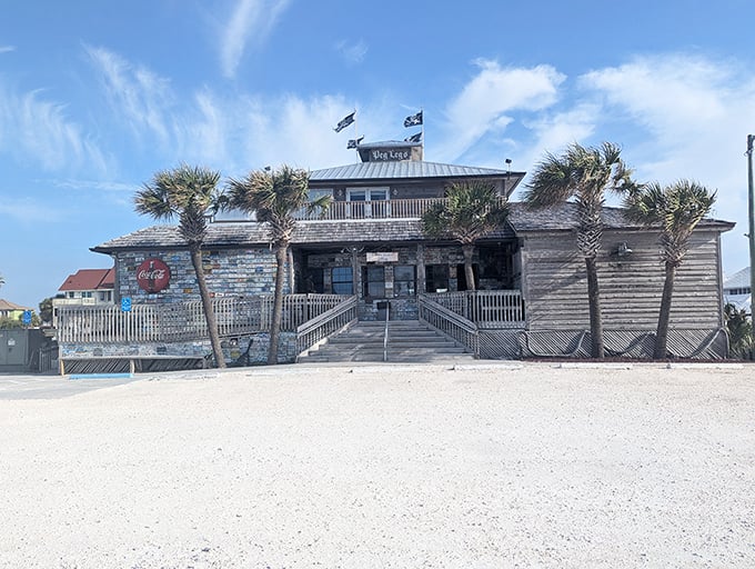 Morning light bathes the weathered exterior in golden hues &ndash; highlighting the restaurant's coastal character and promising fresh catches of the day inside.