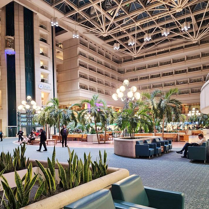 The soaring atrium design makes Orlando's airport feel more like a luxury hotel lobby than a typical transportation hub.