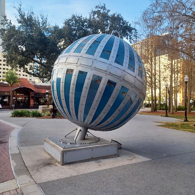 The sculpture creates different visual experiences depending on your vantage point, rewarding those who take the time to circle it completely.