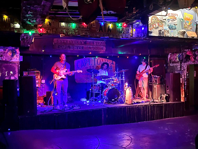 Live music fills the space with island rhythms, the universal language that turns strangers into friends faster than any bartender's introduction.