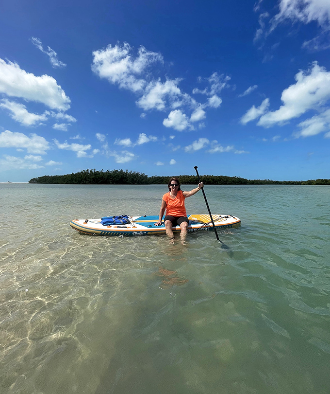 Paddleboarding perfection &ndash; where crystal waters and blue skies create the ultimate natural gym with views that beat any treadmill TV.